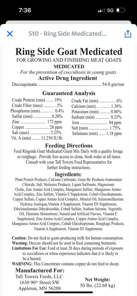Tall Towers Ring Side Goat Medicated – Heritage Farm Supply, LLC