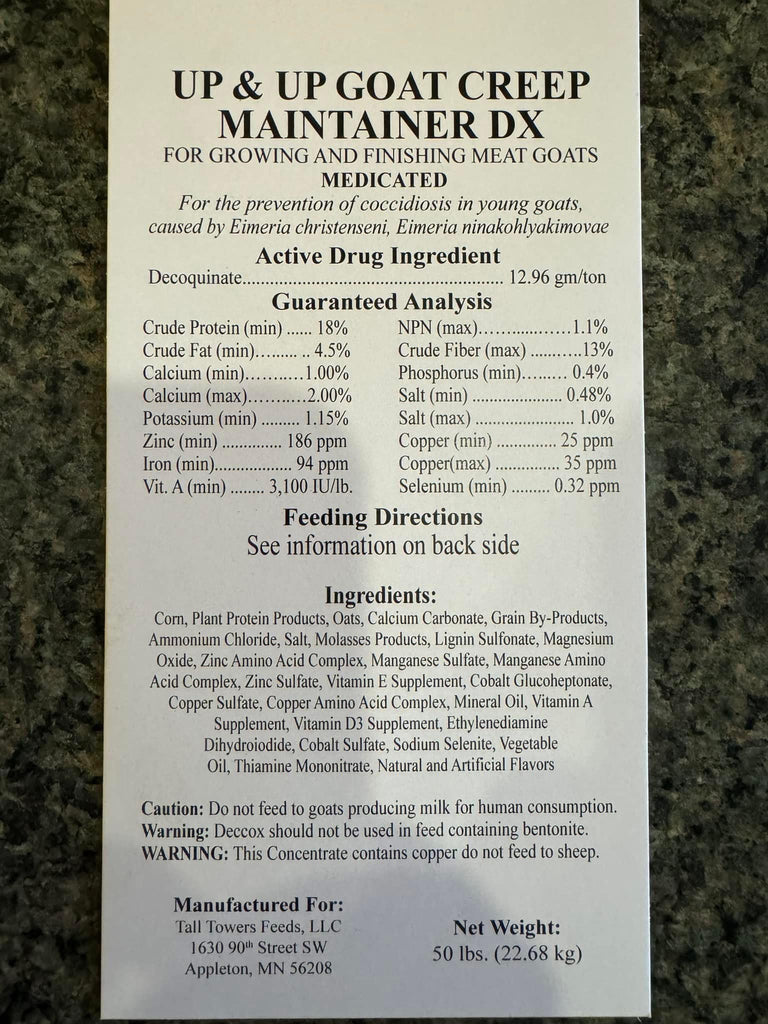 Tall Towers Up and Up Show Goat Feed – Heritage Farm Supply, LLC